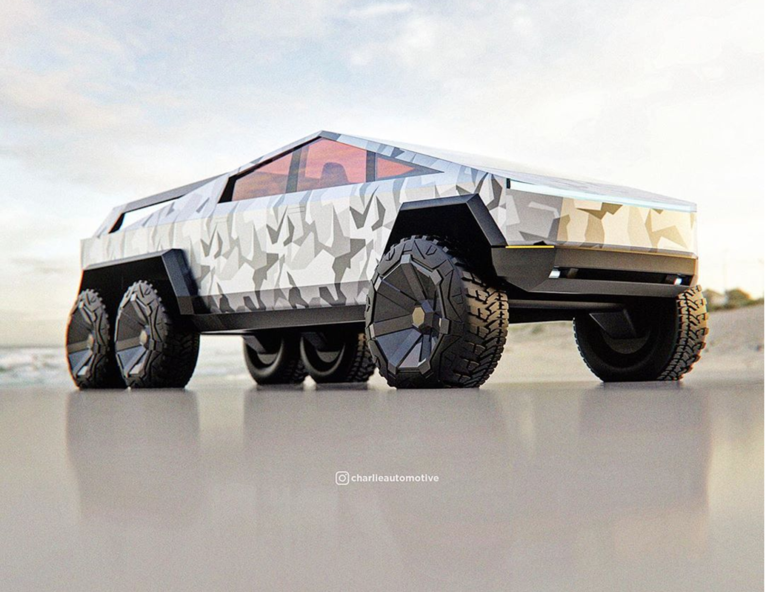 Tesla Cybertruck : imaginé en version 6 roues - Les Voitures