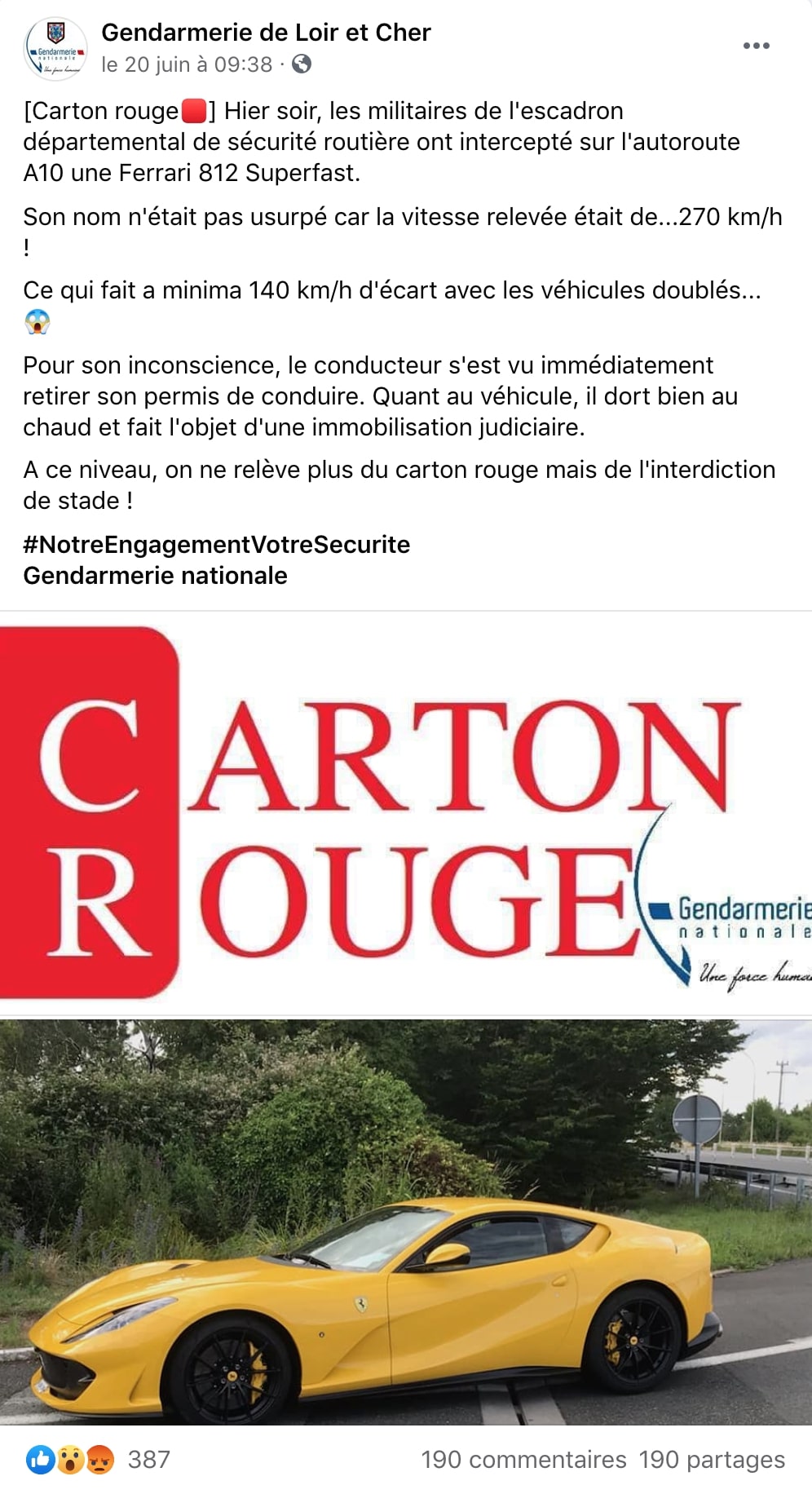 Loir-et-Cher : une Ferrari 812 Superfast interceptée à 270 km/h sur l ...