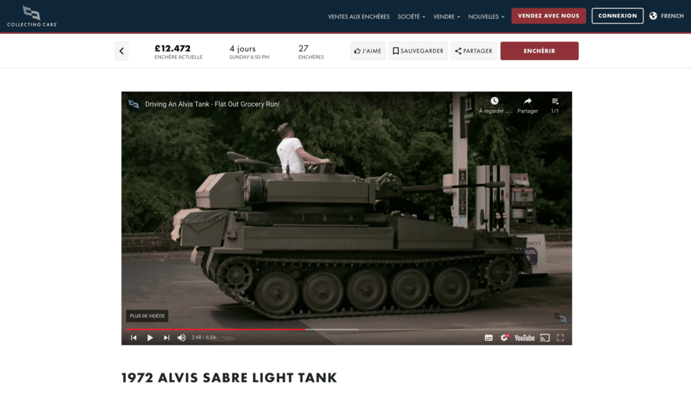 Alvis Sabre Light Tank : un char homologué pour la route à vendre - Les ...