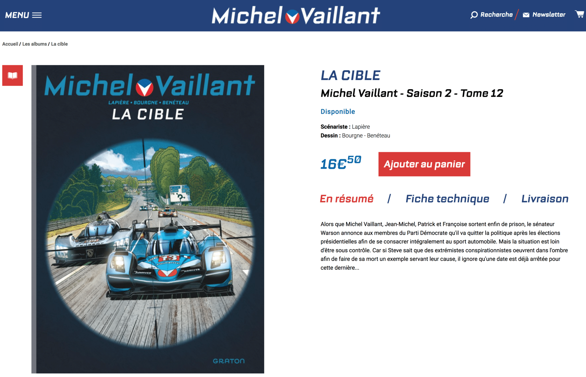 Michel Vaillant : nouvel album BD "La cible" et une LMP2 aux 24 Heures ...