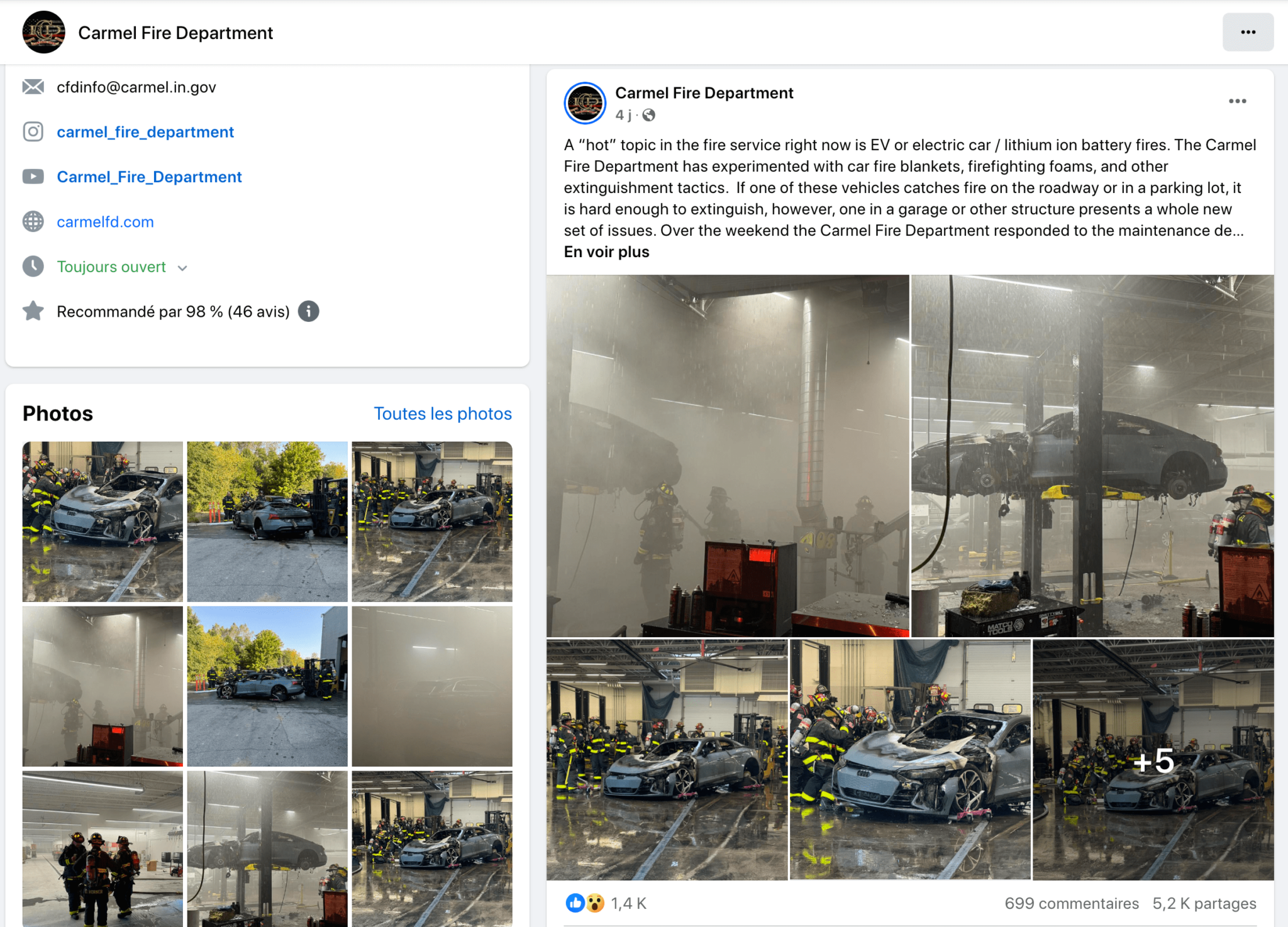 USA: l'incendie d'une voiture électrique Audi e-tron GT presque ...